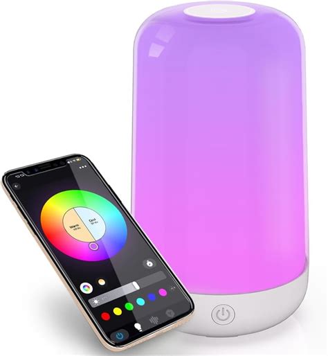 Smart Touch Table Lamp Works With App Dimmable Small Rgb Bedside Bed