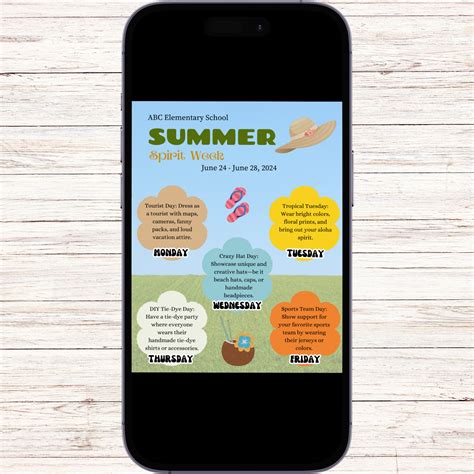 Summer Spirit Week Version 3 Editable Canva Template School Spirit