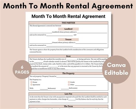 Month To Month Rental Agreement Editable Month To Month Rental