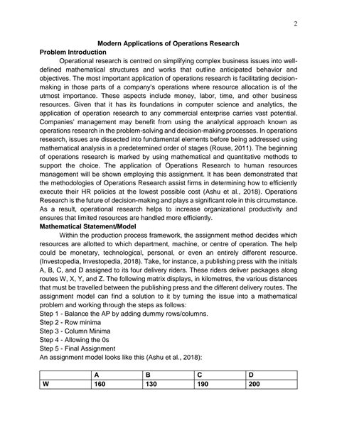 Solution Modern Applications Of Operations Research Studypool