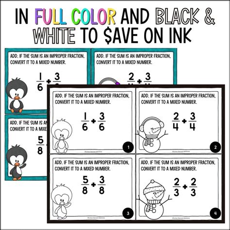 Winter Adding And Subtracting Fractions Task Cards Curious Classroom Adventures