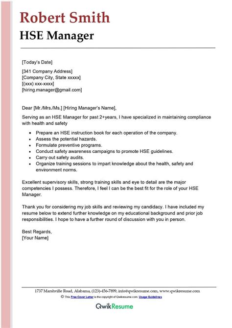 Management Safety Commitment Letter