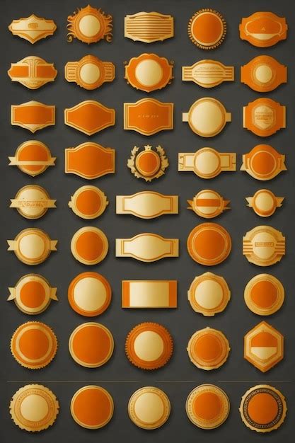 Premium Ai Image Flat Blank Labels Orange And Gold Color Collection