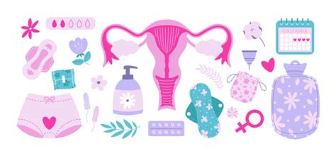여성 기간을 위한 부속품의 큰 세트 생리용품 평면 벡터 그림 0명에 대한 스톡 벡터 아트 및 기타 이미지 0명 개인 장식품 개체 그룹 Istock