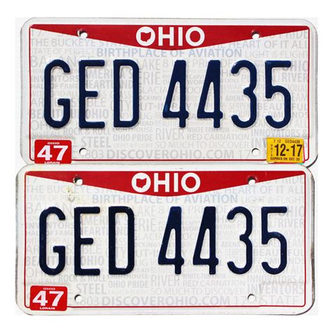 2017 Ohio Pair Ged4435 Real Old License Plates