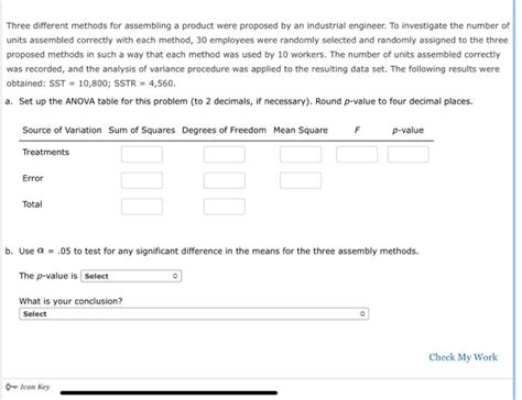 Solved Three Different Methods For Assembling A Product Were