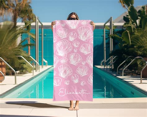 Seashell Custom Beach Towel Personalized Seashell Bath Towel Summer