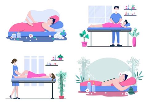 Premium Vector Massage And Body Spa Illustrations Set