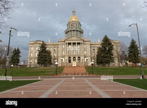 Colorado State Capitol Building Denver Colorado Usa With Gold Dome