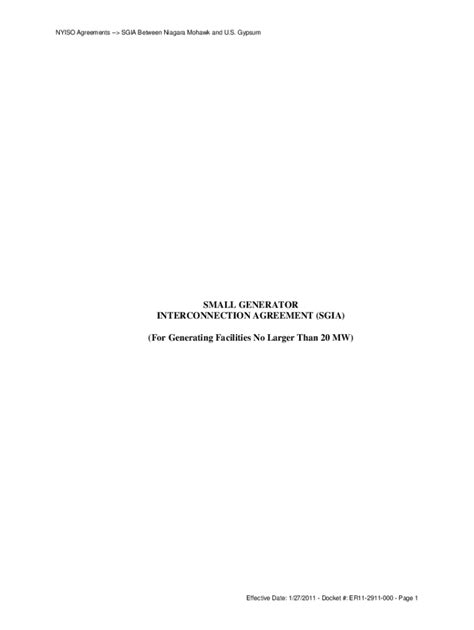 Fillable Online Standard Small Generator Interconnection Fax Email