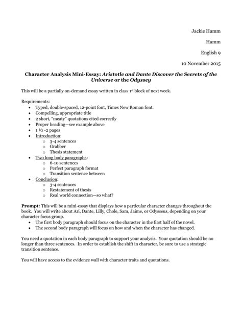 Mini Essay Assignment