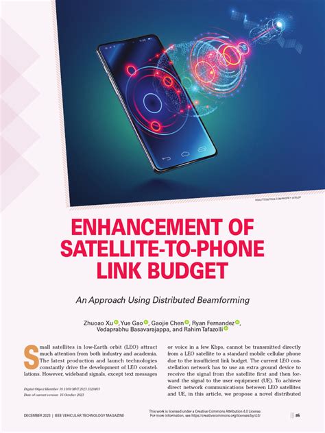 Enhancement Of Satellite To Phone Link Budget An Approach Using