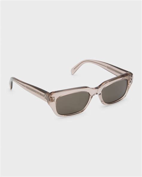Celine 3 Dot Acetate Rectangle Sunglasses Shiny Blacksmoke