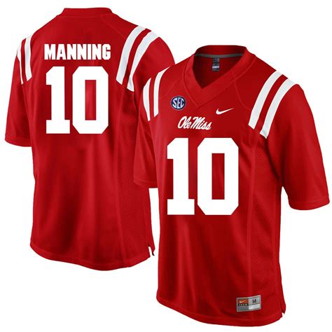 Ole Miss Rebels 10 Eli Manning Red Ncaa College Football Jersey