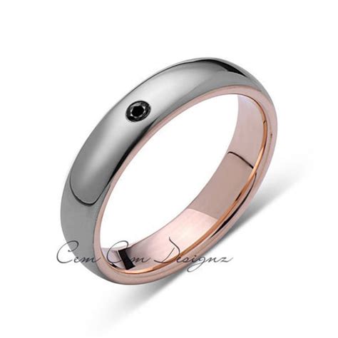 8mmmensdiamond Bandblack Brushedrose Goldtungsten Ringrose Gold