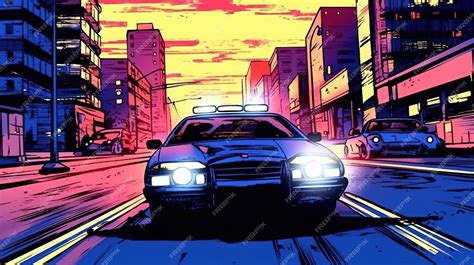 Premium Ai Image Police Car Chasing A Suspect Through City Streets
