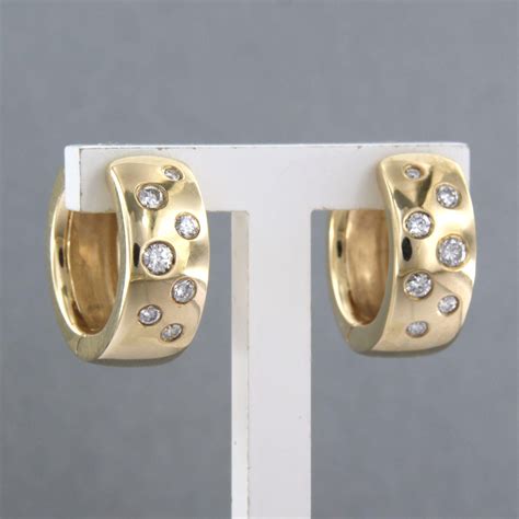 Earrings Set With Diamonds 14k Yellow Gold For Sale At 1stdibs