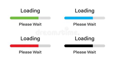 Rounded Bar Loading Please Wait Symbol Icon Set In Four Different Colors Stock Vector