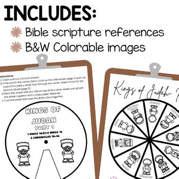 Kings Of Judah 2 Parts Story Spinner Wheel Christian Craft Activity