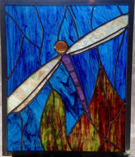 Beautiful Dragonfly Stained Glass Window