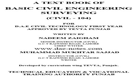 Dae Civil 104 Basic Civil Engineering Surveying Book And Papers Dae Note