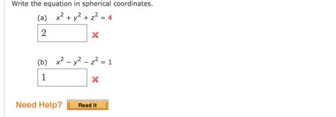 Solved Write The Equation In Spherical Coordinates A