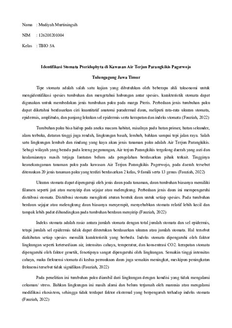 Doc Identifikasi Stomata Dan Analisis Tipe Stomata