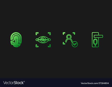 Set Line Face Recognition Fingerprint Eye Scan Vector Image