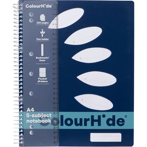 Books And Pads Marbig Colourhide 5 Subject Notebook A4 250 Pages Assorted Colours Stuart And