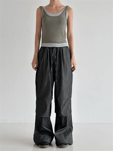 마젠타비 쓰리턱 데님 투웨이팬츠 진청흑청