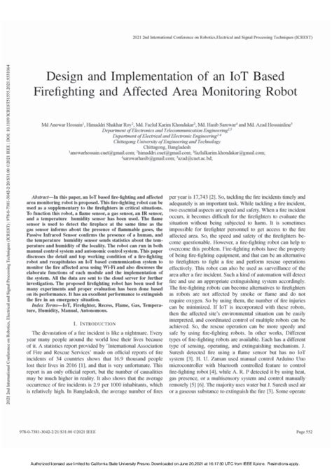 Pdf Design And Implementation Of An Iot Based Firefighting And