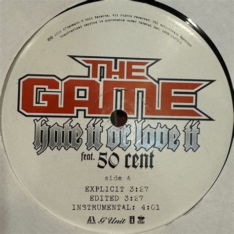 The Game Feat 50 Cent Hate It Or Love It 12 Fatman Records