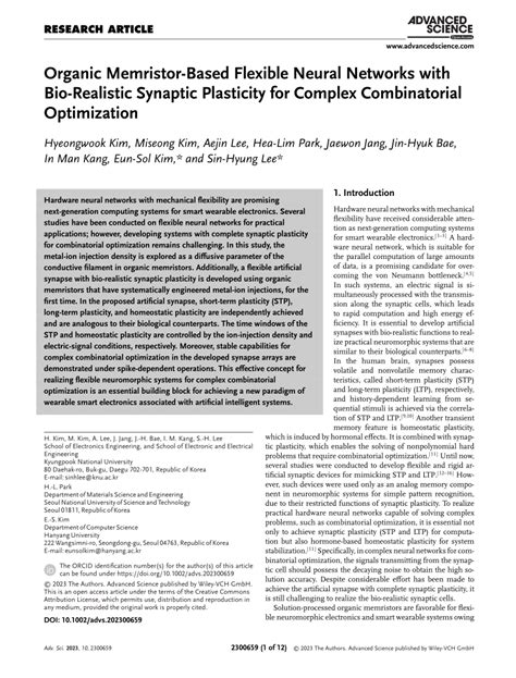 Pdf Organic Memristor‐based Flexible Neural Networks With Bio