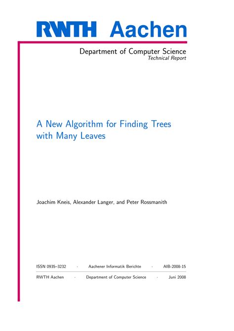 Pdf A New Algorithm For Finding Trees With Many Leaves