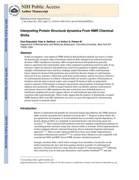 Pdf Interpreting Protein Structural Dynamics From Nmr Chemical Shifts
