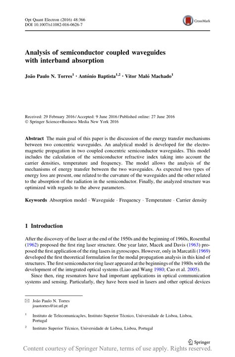 Analysis Of Semiconductor Coupled Waveguides With Interband Absorption