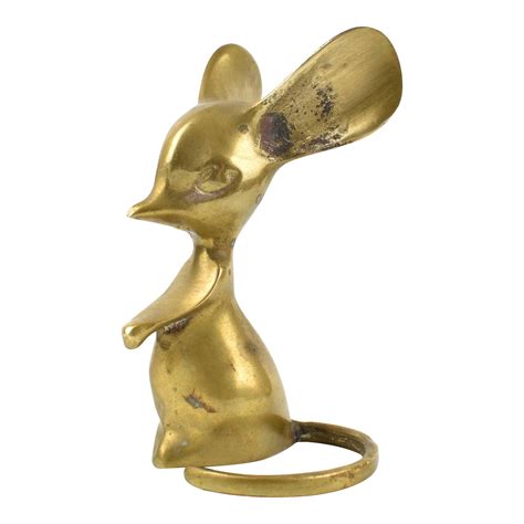 Mid 20th Century Long Ears Brass Mouse Figurine Paperweight Chairish