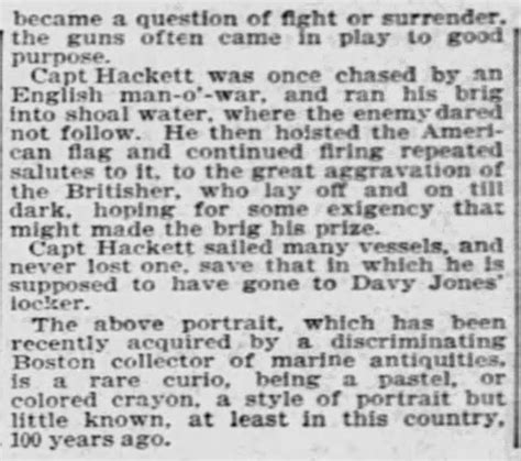 Captain William Hackett Old Time Skipper Defied A British War Ship