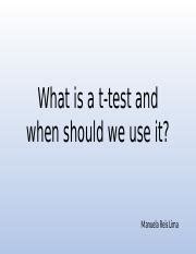 T Test Presentation Pptx What Is A T Test And When Should We Use It Manuela Reis Lima What Is