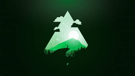 绿色小山风景日落 简约极简主义4k高清壁纸4k桌面壁纸精选4k桌面壁纸