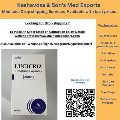 Crizotinib Capsule At ₹ 15000bottle No 1 Medicine Dropshipper