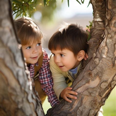 Premium Ai Image Boy And Girl Playing Hide And Seek