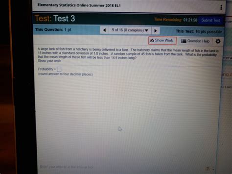 Solved Elementary Statistics Online Summer 2018 El1 Test
