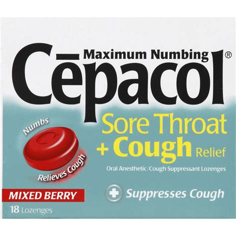 Cepacol Sore Throat Coating Relief Maximum Numbing Lozenges Mixed