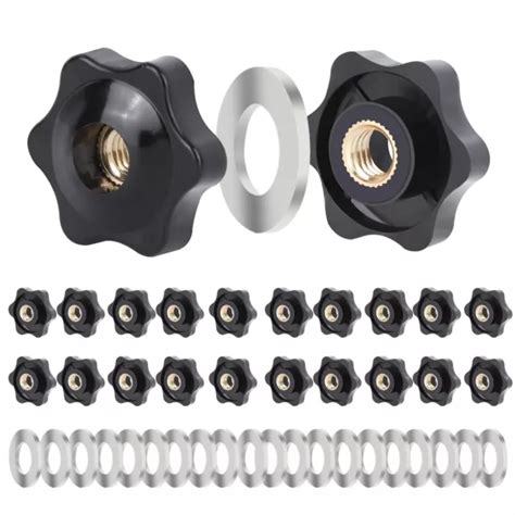 20 Dadi A Forma Di Stella M8 × 32 Mm Dado Zigrinato Nero Con 20