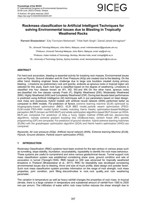 Pdf Rockmass Classification To Artificial Intelligent Techniques For Solving Environmental