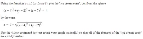 Solved Using The Function Surf Or Fsurf Plot The Ice Chegg