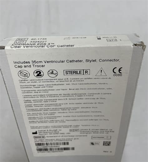 New Codman 82 1735 Eds 3 Clear Ventricular Csf Catheter Includes 35cm Ventricular Catheter