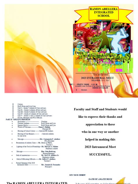 Program Invitation Rais Intramurals Meet 2023 Pdf Sports