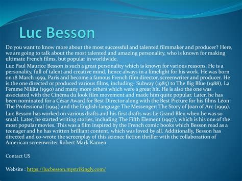 Ppt Luc Besson Powerpoint Presentation Free Download Id 11870889